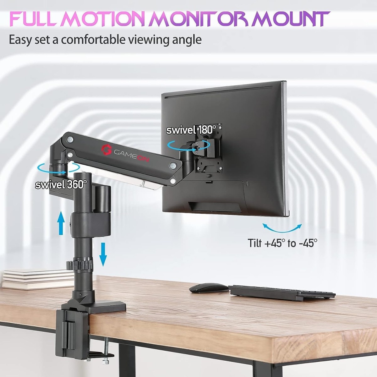 GAMEON GO-2083 Gas spring single pole monitor Arm, support 17 to 49 ...