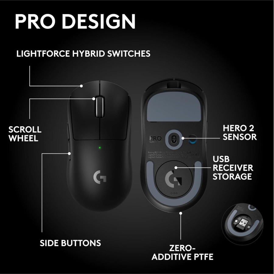 LOGITECH G PRO X SUPERLIGHT 2 SE, 60g, LIGHTSPEED wireless technology ...