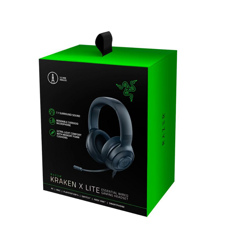 Razer Kraken X Lite wired gaming headset, Cushioned ear pads, 7.1 ...