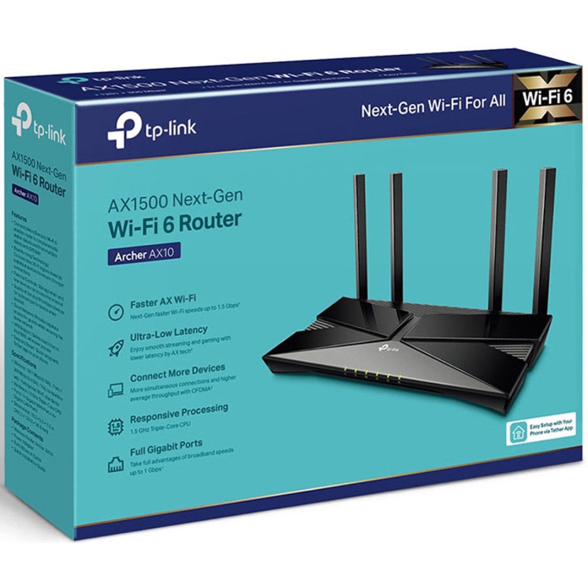 Tp-Link Archer Ax10 Ax1500 Next-Gen Wi-Fi 6 Router - 5ghz