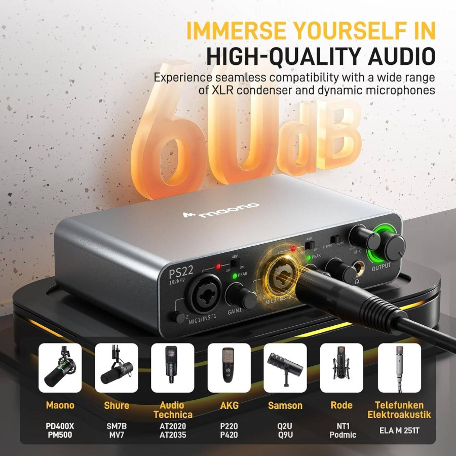 MAONO PS22 Pro Studio 2x2 USB AUDIO Interface